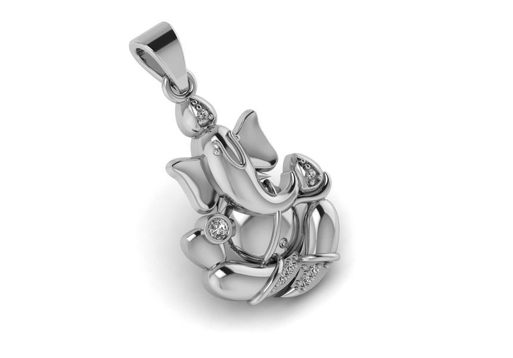 SirDaksh Lord Ganesh Spritual Cubic Zircon Silver Pendant Charm Pendant