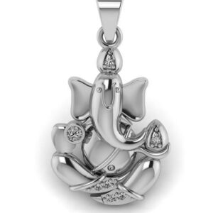 SirDaksh Lord Ganesh Spritual Cubic Zircon Silver Pendant Charm Pendant