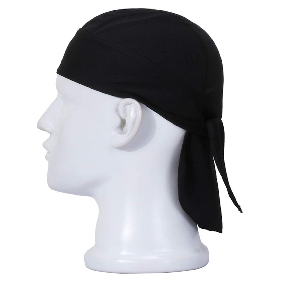 KXF Do Rag Skull Cap Beanie for Men Sweat Wicking Bandana Headbands Pirate Hat Cooling Helmet Liner Biker Head Wrap for Cycling Running Sports Black