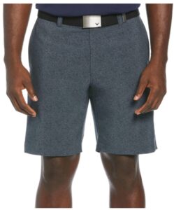 callaway men’s performance flat front short with active flex waistband, charcoal caviar, 34w x 9 inch inseam