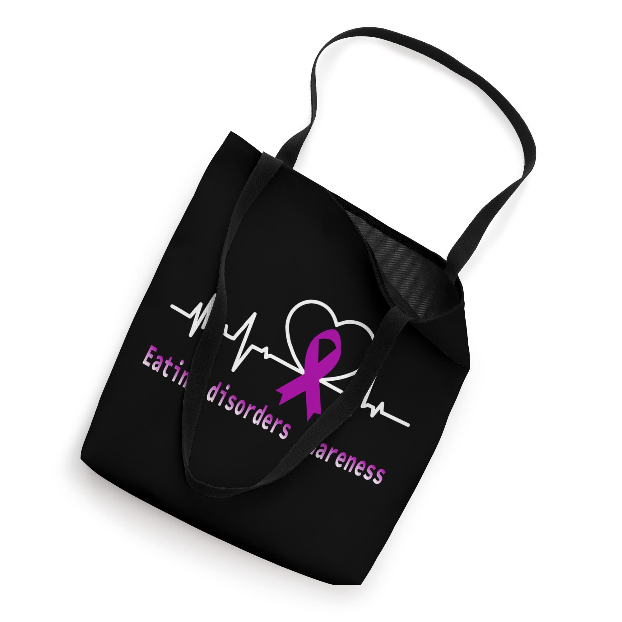 Eating Disorders Awareness Heartbeat Support Purple Ribbon Tote Bag