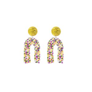 mardi gras earrings for women,mardi gras dangle earrings mardi gras accessories arch carnival earrings resin acrylic mardi gras costume jewelry (g)