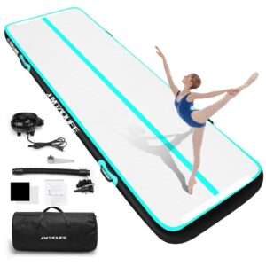 inflatable gymnastics mat air tumble track, air track tumbling mat 6.6/10/13/16/20ft tumble track for kids, 4/61 inch thikness air track mat with pump, tumble mat for gym,yoga,training,cheerleading