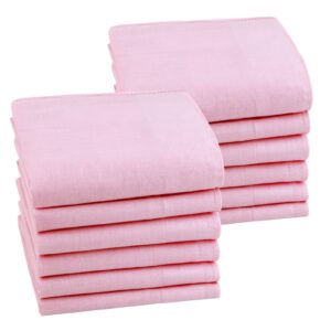 houlife men's cotton handkerchiefs, solid color 60s soft cotton hankies for men women 6/12pcs 15.7"×15.7" (pink, 12 pcs)