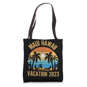 maui hawaii vacation 2023 retro beach family matching group tote bag