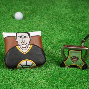 Craftsman Golf Funny Brown and White Happy Large Mallet Putter Headcover for Heel Shaft Putters