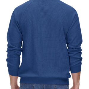 MAGCOMSEN Men's Light Spring Pullover Casual Crewneck Sweatshirts Lightweight Long Sleeve Shirt Blue Grey,L