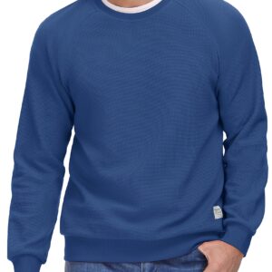 MAGCOMSEN Men's Light Spring Pullover Casual Crewneck Sweatshirts Lightweight Long Sleeve Shirt Blue Grey,L