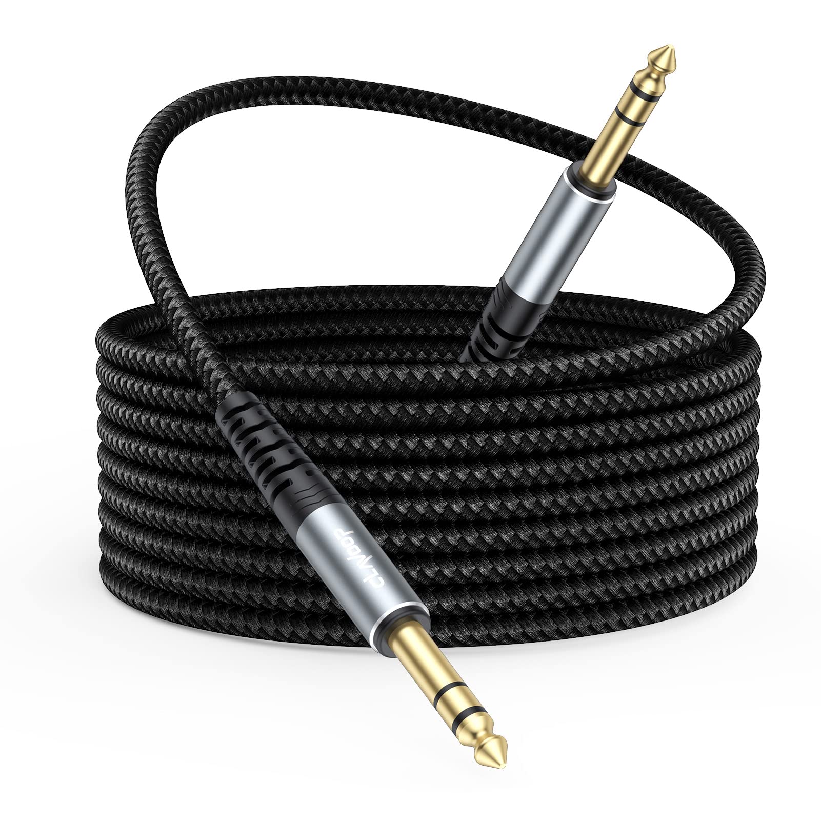 CLAVOOP TRS Cable 1/4 10 FT, Quarter Inch Speaker Cables, 6.35mm Balanced 1/4 Cable Instrument TRS 1/4 Stereo Audio Cord Support Electric Guitar Bass Keyboard Amp Mixer Amplifier