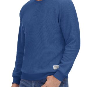 MAGCOMSEN Men's Light Spring Pullover Casual Crewneck Sweatshirts Lightweight Long Sleeve Shirt Blue Grey,L