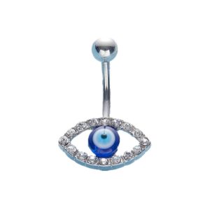 colorful bling 316l surgical steel cubic zircon evil eye goth belly button ring angel wings curved barbells navel eyebrow rings labret lip sexy piercing jewelry-simple