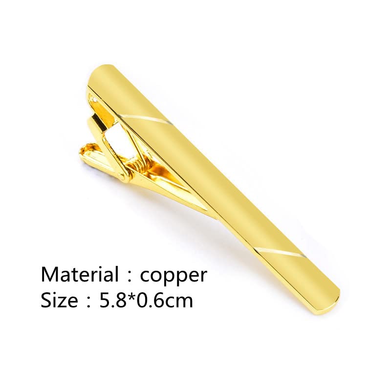 Gold Tone Regular Tie Clips Men-Skinny Tie Bar Suitable for Wedding Anniversary Business Meetings and Daily Life Necktie Accessories-two line