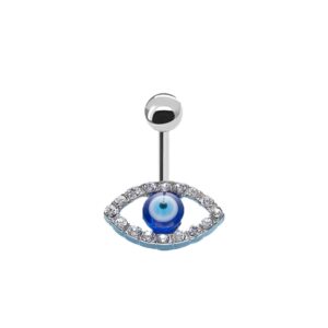 COLORFUL BLING 316L Surgical Steel Cubic Zircon Evil Eye Goth Belly Button Ring Angel Wings Curved Barbells Navel Eyebrow Rings Labret Lip Sexy Piercing Jewelry-simple