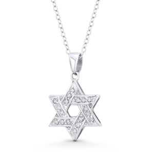 alfred & vincent star of david/jewish magen charm cubic zirconia cz crystal 24x15mm (0.9x0.6in) pendant in .925 sterling silver - no chain included