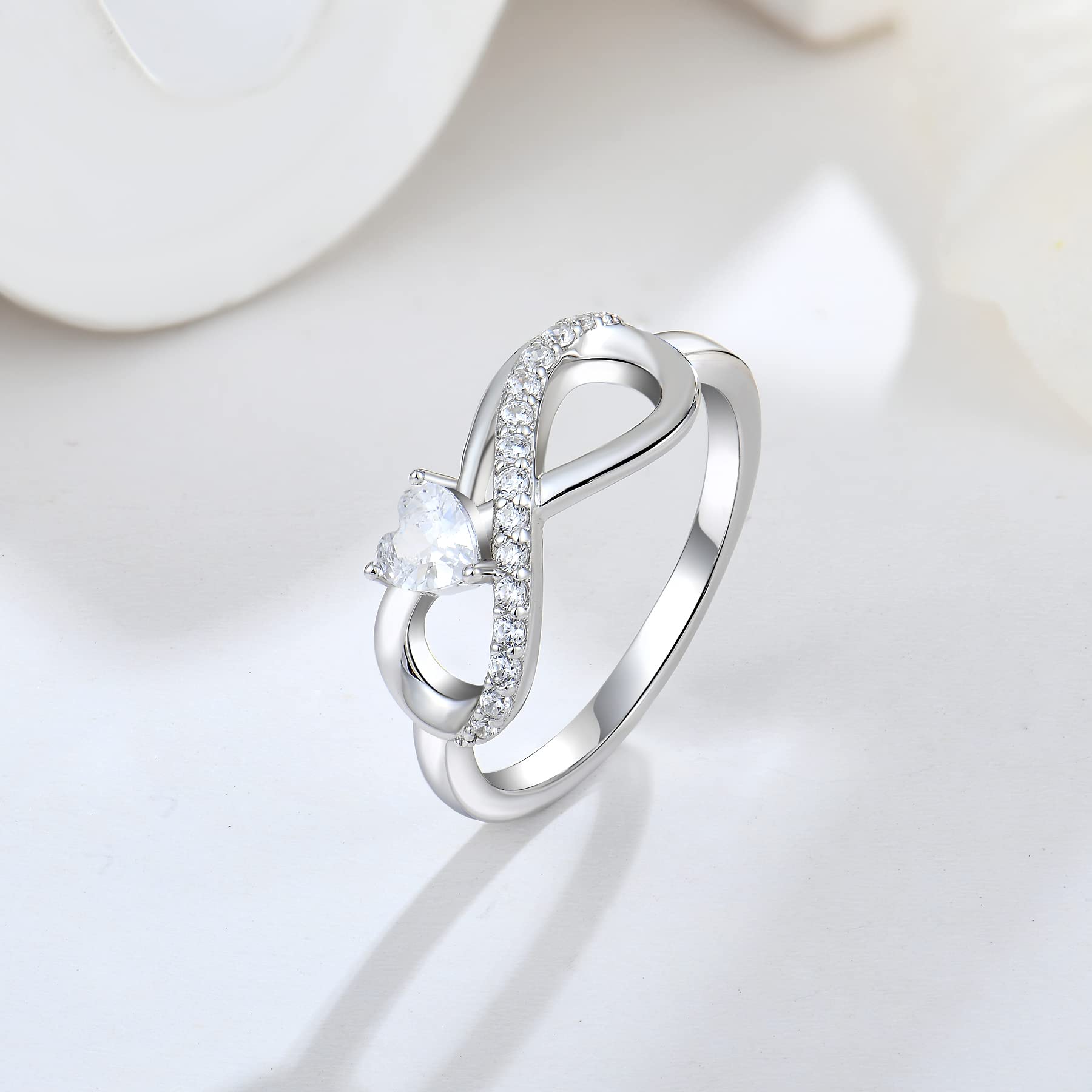 STARNNY Promise Heart Ring Sterling Silver Infinity Promise Knot Rings Heart Rings for Women Size9