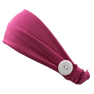 running headbands for women running yoga with button workout turban elastic accessories headband hair heardband (hot pink, one size)