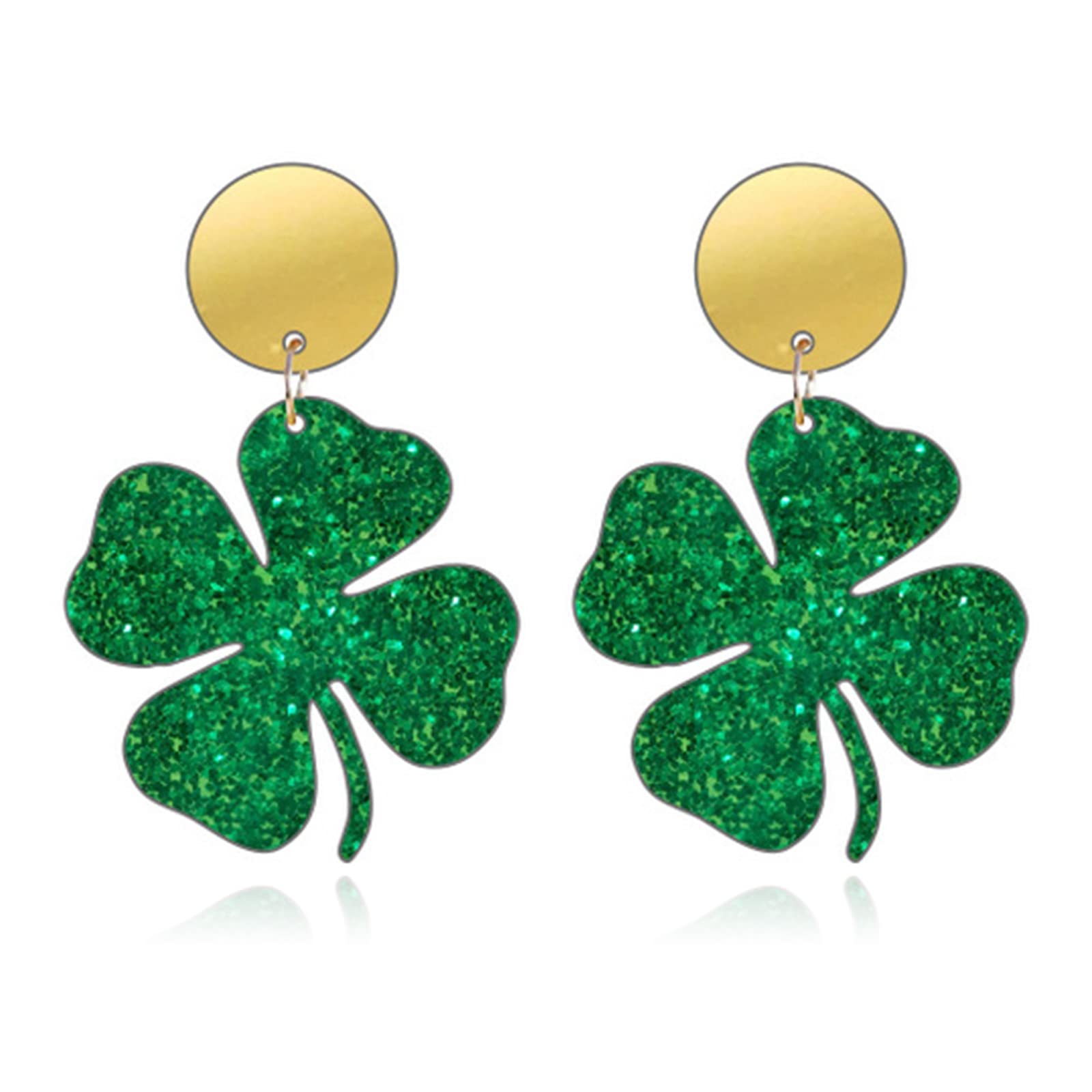 St Patricks Day Earrings Gifts Green Acrylic Shamrock Earrings for Women Sparkly Lucky Irish Earrings Holiday Earrings St Patricks Day Accessories St Patricks Day Shirt Women