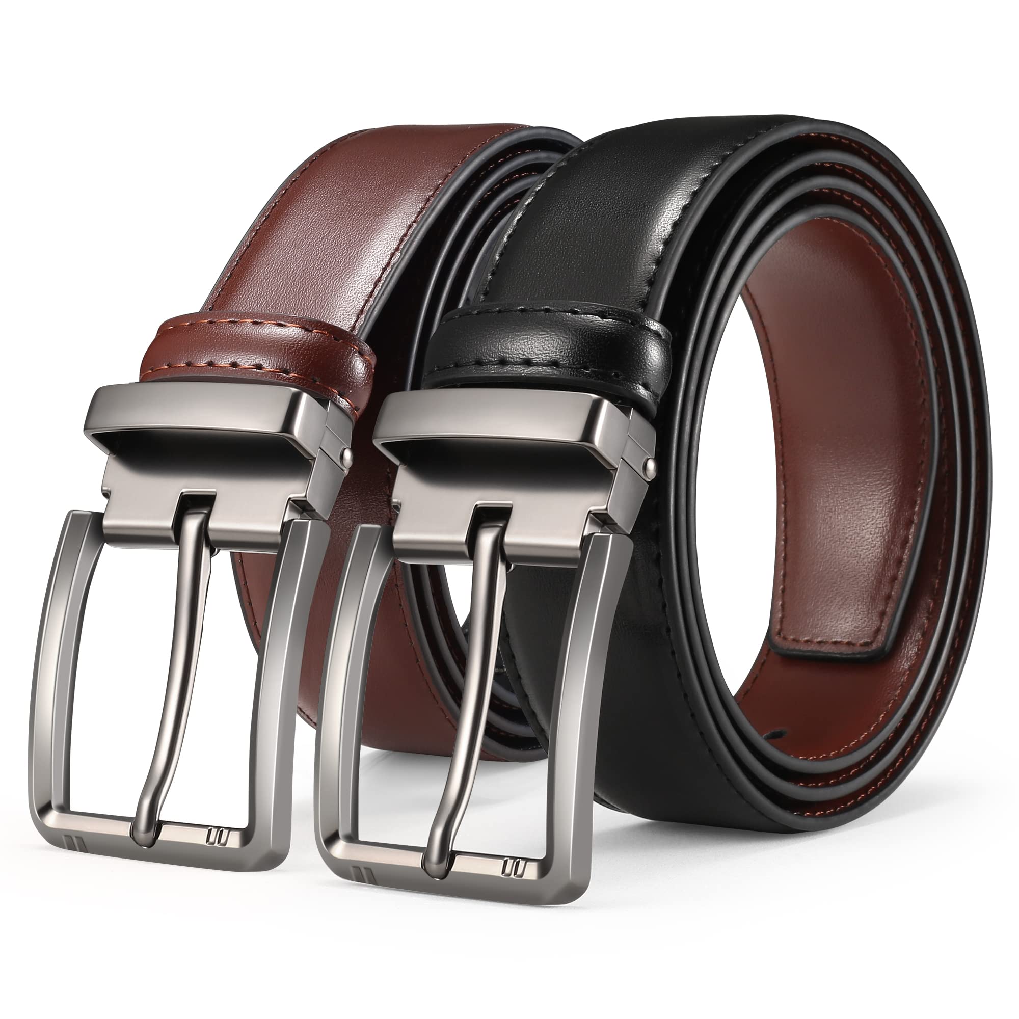 WLEAD Men's Belt, Reversible Leather Belt 1 3/8" For Mens Dress Casual Golf Pants Shirts,One Reverse For 2 Sides