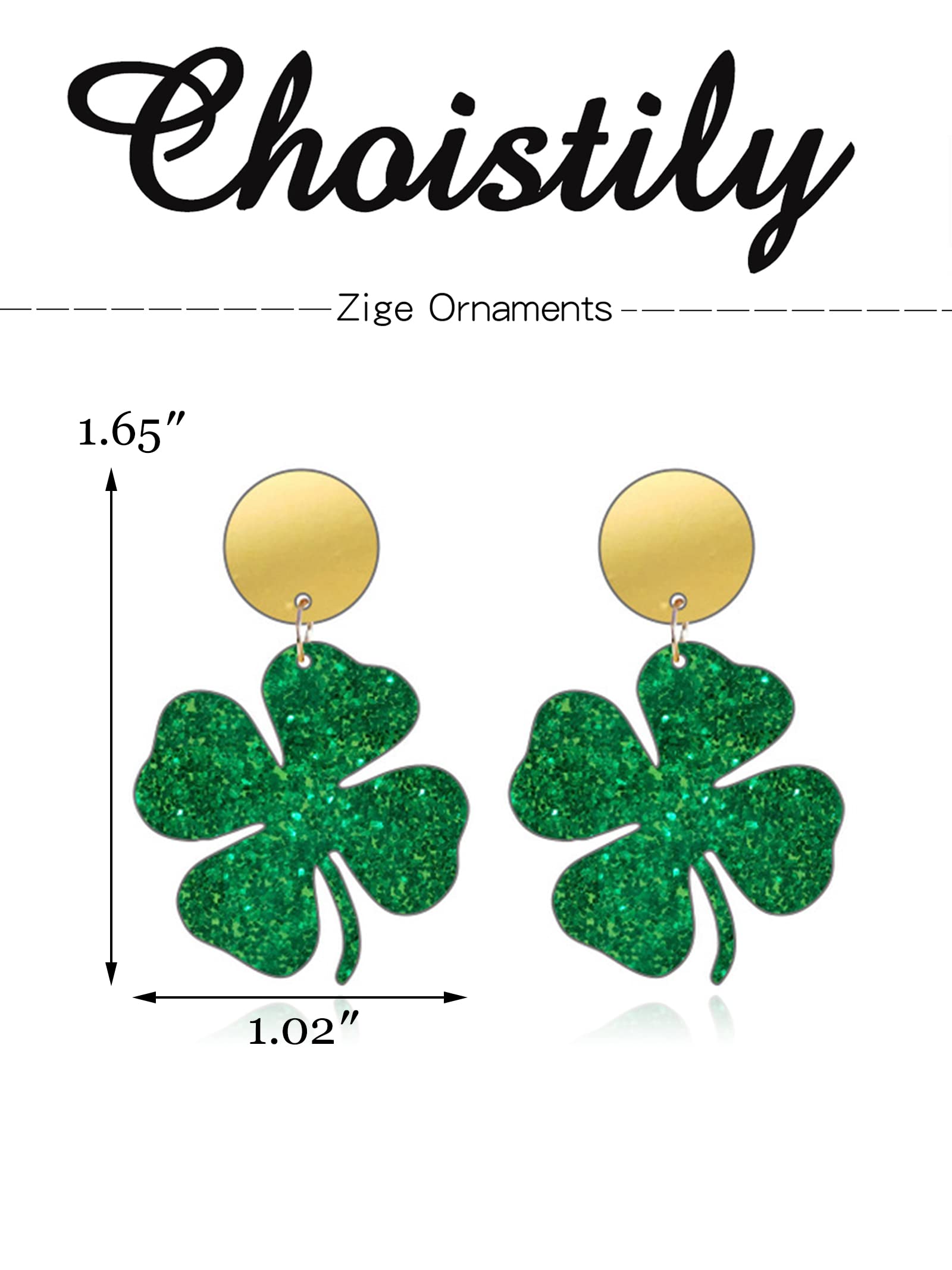 St Patricks Day Earrings Gifts Green Acrylic Shamrock Earrings for Women Sparkly Lucky Irish Earrings Holiday Earrings St Patricks Day Accessories St Patricks Day Shirt Women