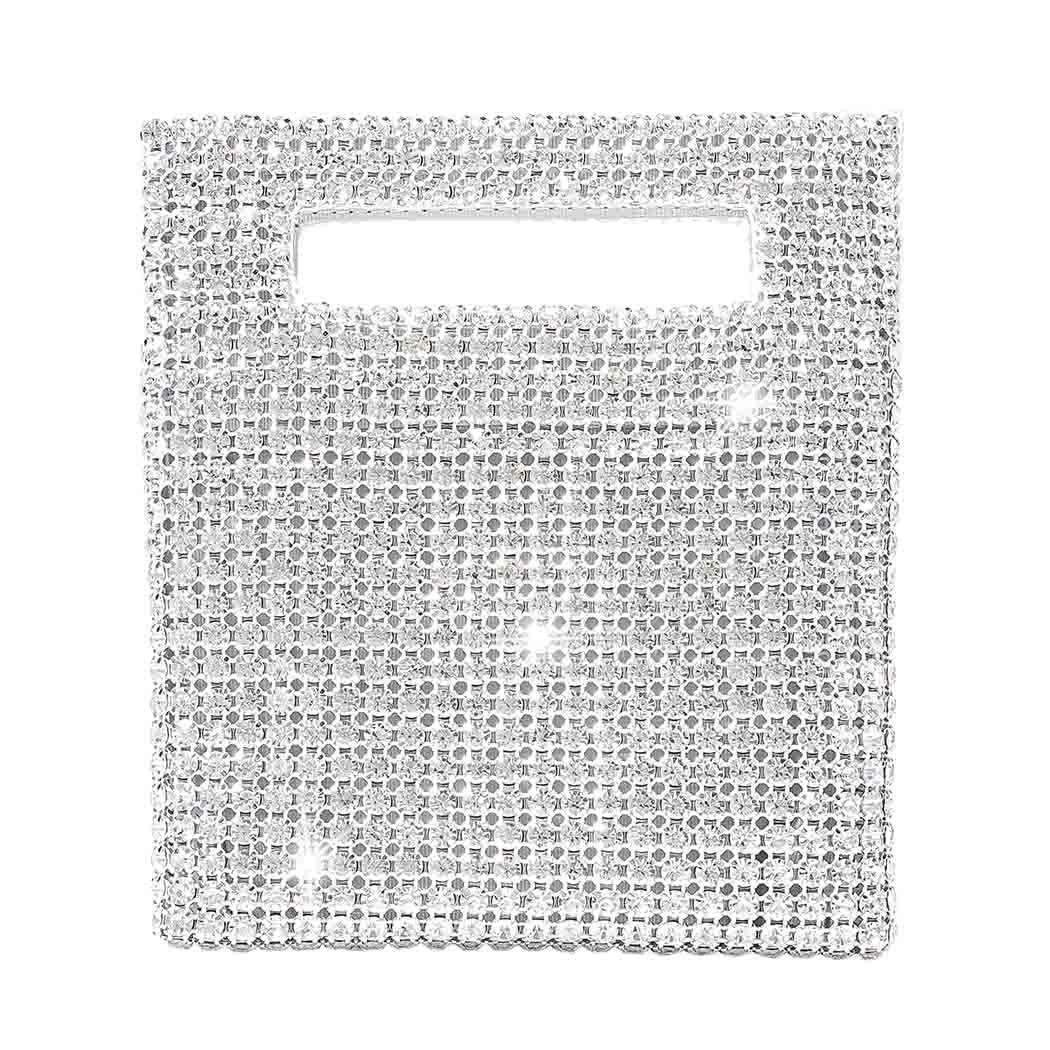 Yokawe Rhinestone Purses for Women Evening Handbags Sparkly Silver Crossbody Bag Vacation Club Party Wedding Clutch