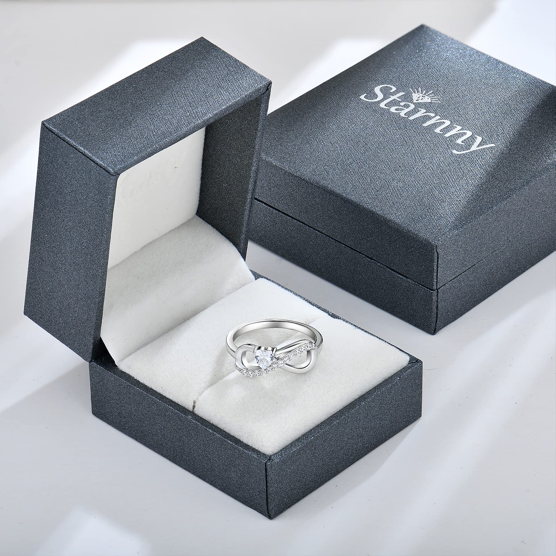 STARNNY Promise Heart Ring Sterling Silver Infinity Promise Knot Rings Heart Rings for Women Size9