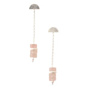 scout curated wears - stone meteor thread/jacket earring - rose quartz/silver