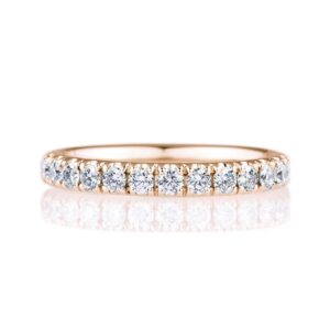 mrenite solid 10k/14k/18k rose gold 0.42 ct. t.w. lab-grown diamond eternity band for women round diamonds stackable rings for wedding anniversary engagement (d-f color, si clarity)