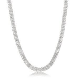 savlano 925 sterling silver 7mm coreana flat mesh chain necklace - 18k gold plated 20 inch mesh necklace for women - made in italy comes gift box (w)