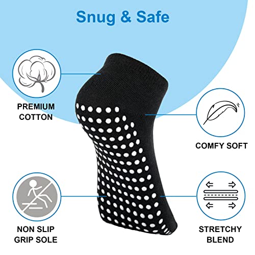 simjubita Non Slip Socks, Anti Skid Socks with Gripper Gel for Home, Hospital, Yoga, Pilates, Barre, Elderly, Pregnancy, 4 Packs, Size 5.5-9.5