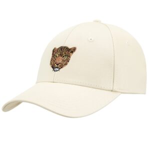 iHomor Unisex Cotton Baseball Cap with Embroidery Adjustable Dad Hat Trucker Baseball Hat for Men and Women Snapback Hat Outdoor Leopard Beige