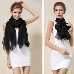 K-Elewon Solid Color Silk Feeling Scarf Fashion Scarves Wrap Long Lightweight Shawls for Women H01-01