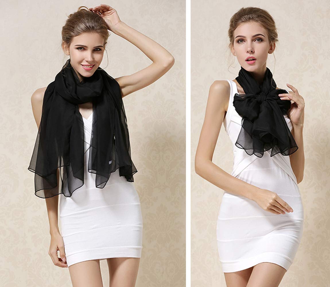 K-Elewon Solid Color Silk Feeling Scarf Fashion Scarves Wrap Long Lightweight Shawls for Women H01-01