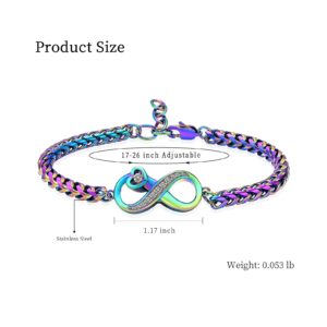 shajwo Infinity Heart Cremation Urn Bracelet for Ashes Jewelry for Women Girls Cremation Link Memorial Bracelet,Rainbow