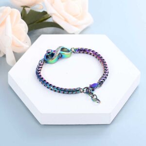 shajwo Infinity Heart Cremation Urn Bracelet for Ashes Jewelry for Women Girls Cremation Link Memorial Bracelet,Rainbow