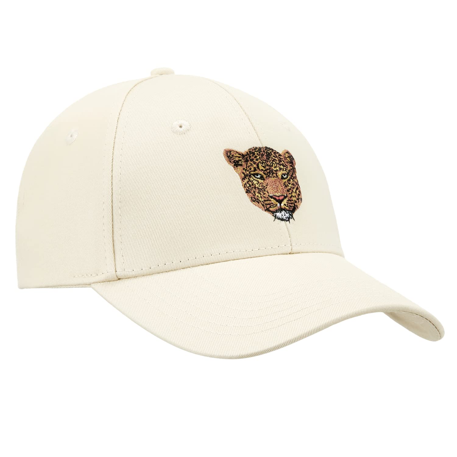 iHomor Unisex Cotton Baseball Cap with Embroidery Adjustable Dad Hat Trucker Baseball Hat for Men and Women Snapback Hat Outdoor Leopard Beige