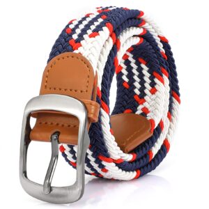 xzqtive braided belt stretch belt for men and women multicolored woven golf belt elastic jean belts (05 style, fit waist 33-37in)