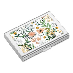 rimilak metal credit card holder, mini credit card wallet rfid blocking slim metal hard case for women men, white flower