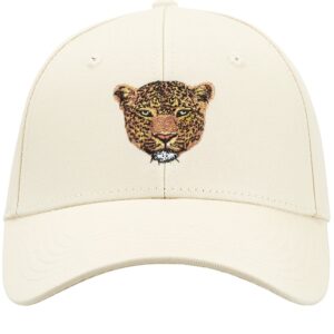 iHomor Unisex Cotton Baseball Cap with Embroidery Adjustable Dad Hat Trucker Baseball Hat for Men and Women Snapback Hat Outdoor Leopard Beige