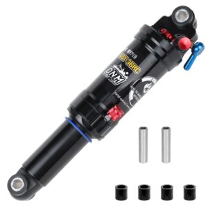 dnm damping 3 system mountain bike air rear shock rebound/lock out/air pressure adjustable al 7005 shark/al 6061 shock body - eye to eye 190mm 7.48", travel 50mm in black