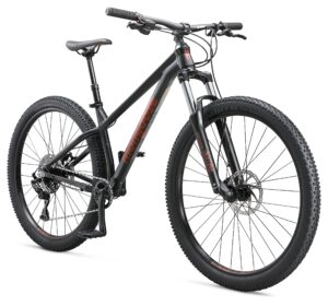 mongoose switchback 3 mountain bike for men and women, 10-speed drivetrain with trigger shifters, 29-inch wheels, 16-inch frame, matte black