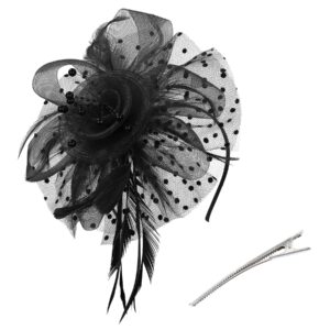 zando fascinators for women tea party hats for women & girls kentucky derby hats for women flower mesh feathers headband fancy headwear hair clip for wedding church black fascinator hats for women