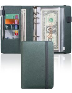 a6 budget binder with 10 zipper envelopes, pu leather money binder organizer for cash envelope binder for budgeting, savings binder with budget sheets & stickers, budget organizer for cash