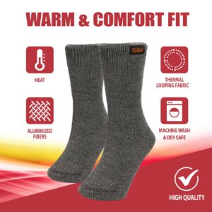 35° BELOW Thermal Insulated Socks for Men and Women, Designed with Soft Aluminized Loops to Keep Feet Warm and Cozy, 3 Pair Grey Small/Med