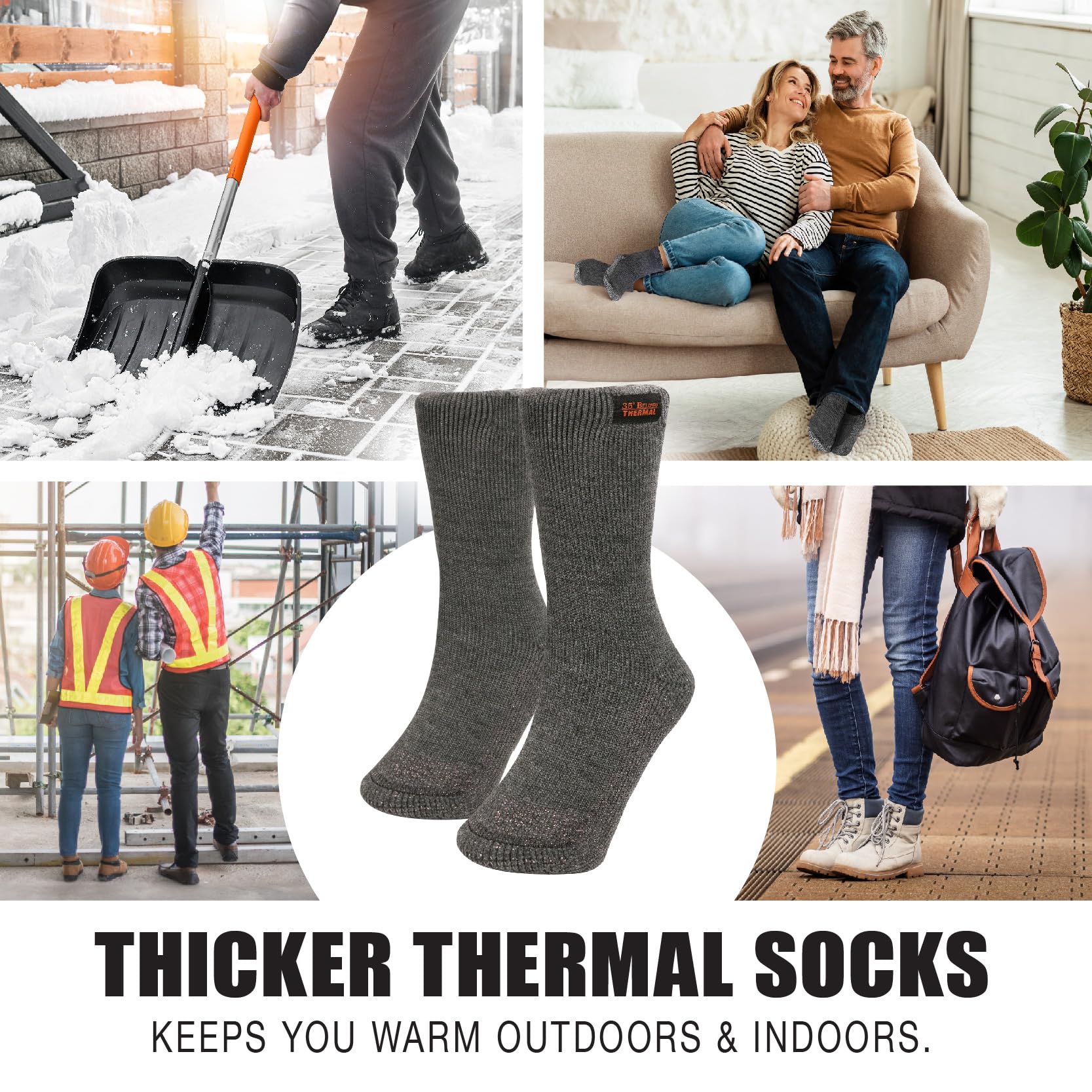 35° BELOW Thermal Insulated Socks for Men and Women, Designed with Soft Aluminized Loops to Keep Feet Warm and Cozy, 3 Pair Grey Small/Med