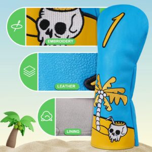 Craftsman Golf Club Head Cover Skull Palm Tree Driver Headcover Fits Up to 460 CC