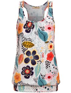 miusey shirts to hide belly fat women womens tank tops loose fit racerback yoga tops workout tunic tops zumba clothes white flower large