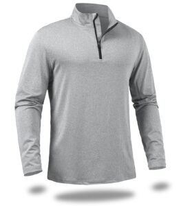 carwornic men's long sleeve athletic shirts quarter zip pullover quick dry active sports sweatshirt for outdoor running workout gym golf work shirts sliver grey