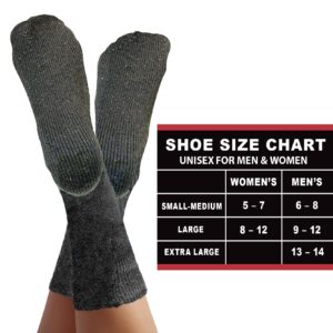 35° BELOW Thermal Insulated Socks for Men and Women, Designed with Soft Aluminized Loops to Keep Feet Warm and Cozy, 3 Pair Grey Small/Med