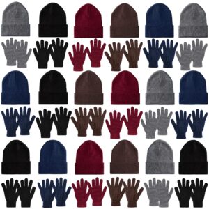 moda west 96-pack bulk beanies and gloves - wholesale unisex winter accessories - 48 winter gloves pairs, 48 beanies