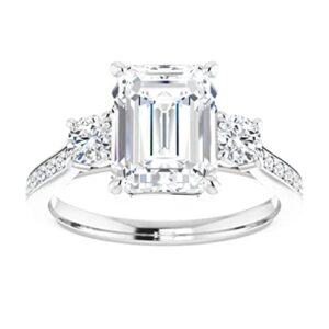 925 silver, 10k/14k/18k solid gold moissanite engagement ring, 2.25 ct emerald cut handmade solitaire ring diamond wedding ring for women/her, anniversary propose gift, vvs1 colorless